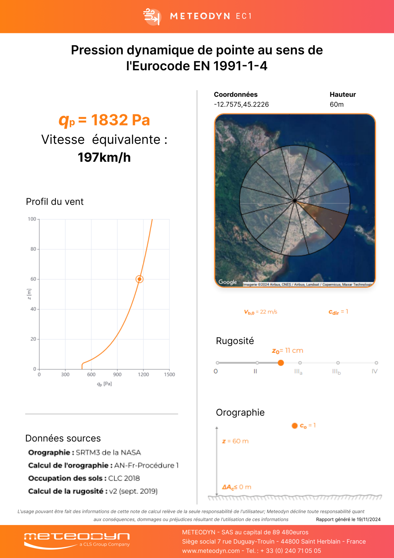 Meteodyn EC1 : Calcul automatique de dimensionnement au vent
